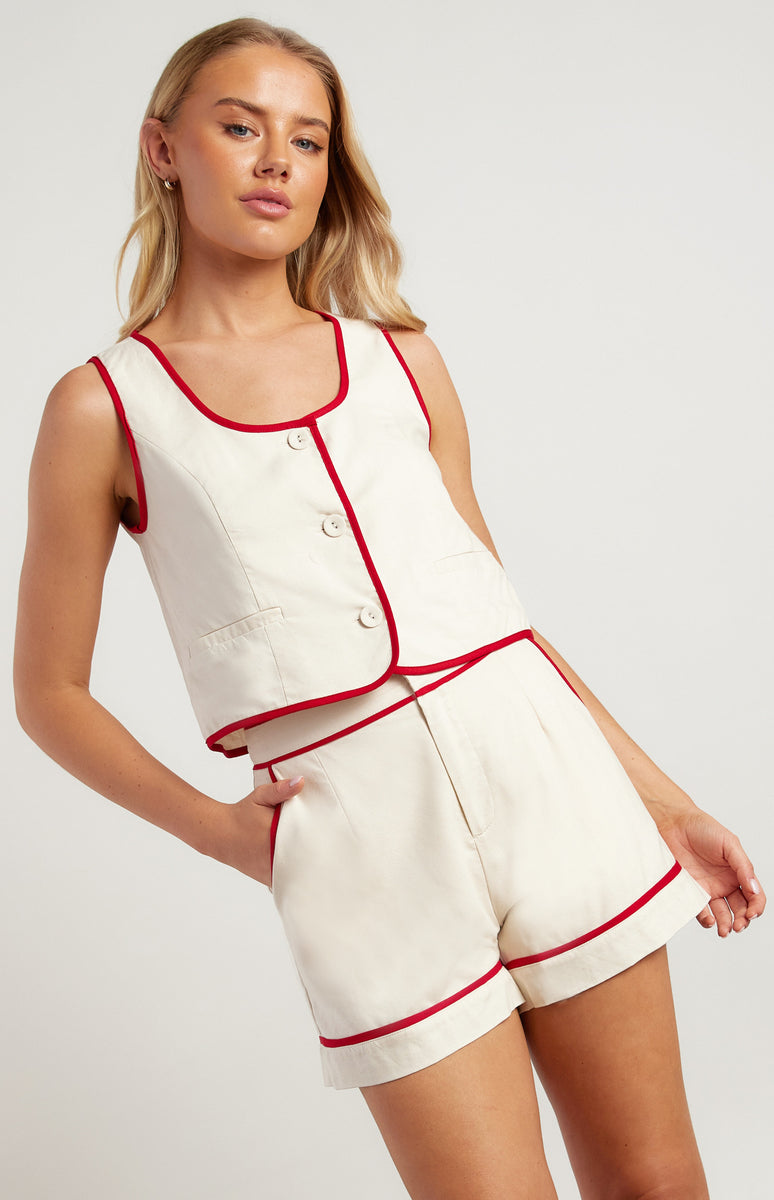 KRISSY-CONTRAST LINEN BLEND SHORTS – House of Nicholetta