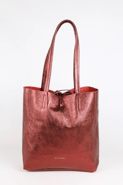 MAISON FANLI-MEDIUM TOTE METALLIC BORDEAUX – House of Nicholetta